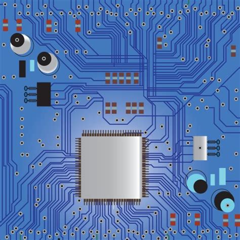 Cpu Microprocessor Microchip Circuit Board Vector Image