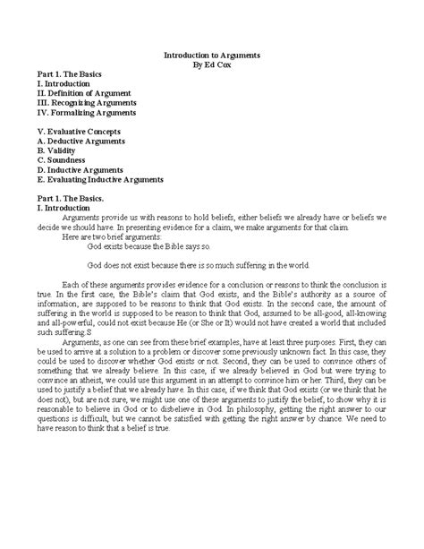 Understanding And Evaluating Arguments A Comprehensive Guide Phil101