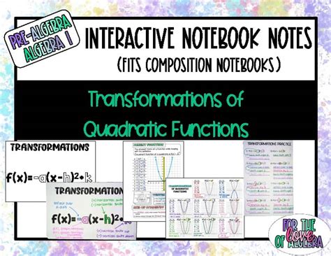 Transformations Of Quadratic Functions Notes By For The Love Of Algebra