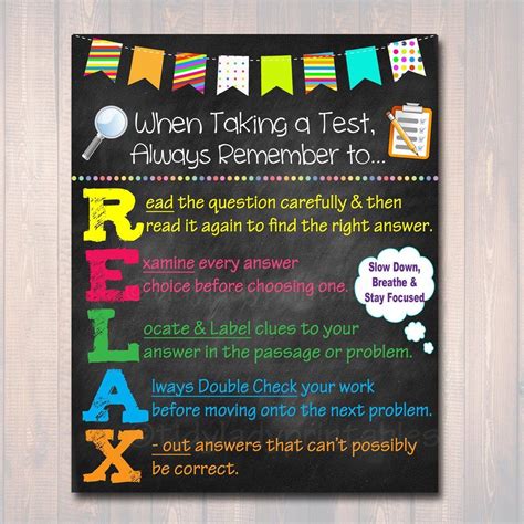 Test Taking Tips Classroom Poster Classroom Decor Classroom