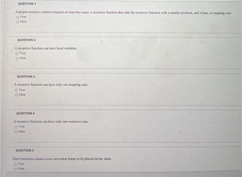 Solved Question 1 A Proper Recursive Solution Requires At