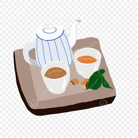 마시는 차 세트 자연 일러스트 그림 컵 찻 주전자 우아한 Png 일러스트 및 Psd 이미지 무료 다운로드 Pngtree