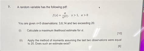 Solved 7 A Random Variable Has The Following Pdf Chegg Com