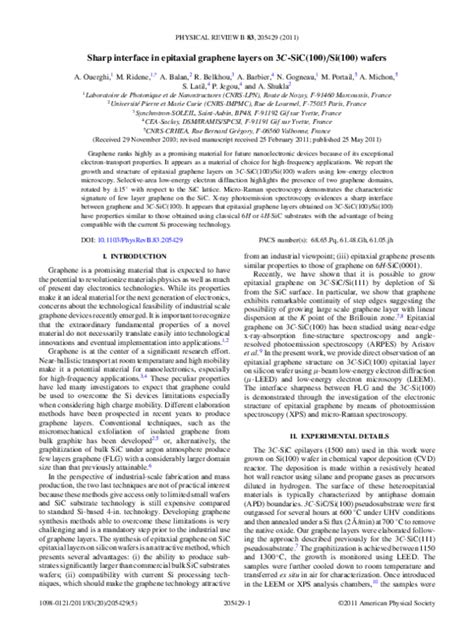 Pdf Sharp Interface In Epitaxial Graphene Layers On 3c Sic100si100 Wafers