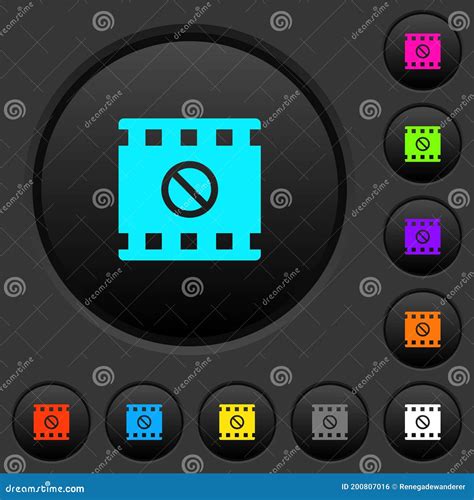 Movie Disabled Dark Push Buttons With Color Icons Stock Vector Illustration Of Dark Icons