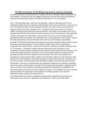 Guide On Limiting Reactant Excess Reactant Prelab Procedures Course Hero