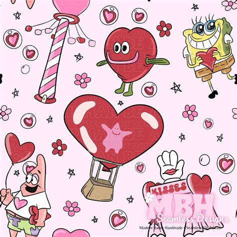 Spongebob Valentines Day Carnival Seamless Pattern Mbh Seamless Designs