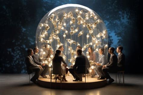 Premium Photo Illuminating Ideas Digital Marketing Team With Light Bulb