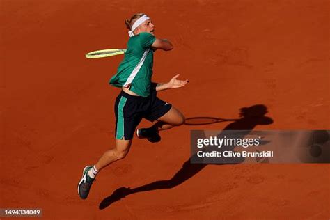 Alejandro Davidovich Fokina Of Spain Plays A Forehand Against Arthur