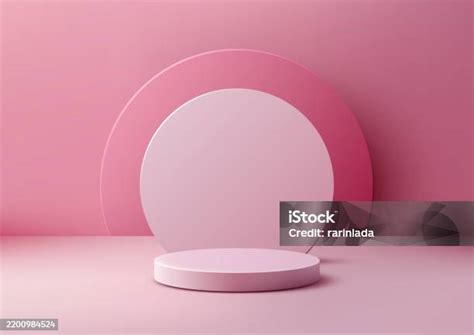 단색의 방에 미니멀리스트 핑크 3d 포디움 깔끔한 기하학적 디자인의 제품 디스플레이 모형 0명에 대한 스톡 벡터 아트 및 기타 이미지 0명 3차원 형태 가정의 방