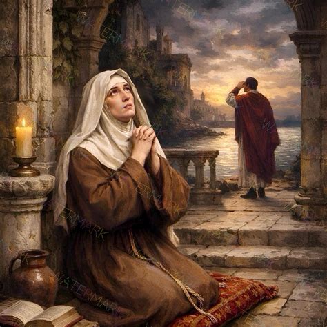 St Monica Praying For St Augustine Canvas Etsy
