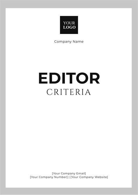 Free Editor Criteria Template To Edit Online