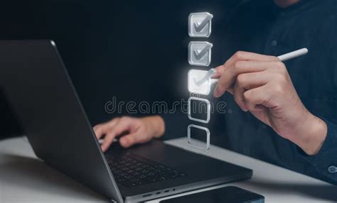 Digital Checklist With Virtual Task Completion Concept Stock Illustration Illustration Of