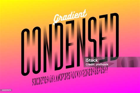 응축 된 그라데이션 스타일 글꼴 디자인 알파벳 문자와 숫자 벡터 일러스트 레이 션 3차원 형태에 대한 스톡 벡터 아트 및 기타 이미지 3차원 형태 개체 그룹