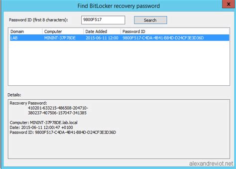 Active Directory How To Display Bitlocker Recovery Key Alexandre Viot