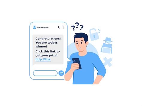 Premium Vector Man Smartphone Receiving Malicious Text Suspicious Url