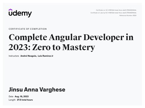 Jinsu Anna Varghese On Linkedin Udemy Course Completion Certificate