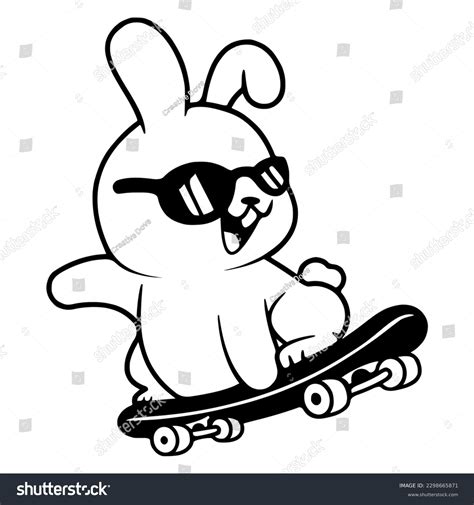 Coloring Page Outline Bunny Doing Skating Stock Vector Royalty Free 2298665871 Shutterstock