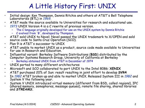 Ppt Unix Background And The Traditional Process And Kernel