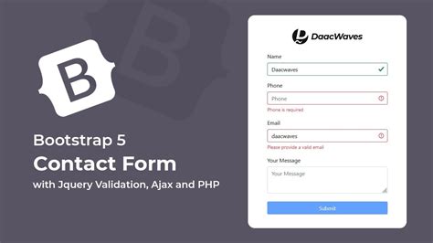 Bootstrap 5 Contact Form With Jquery And Php Youtube