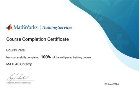 completed matlab onramp course gourav patel posted on the topic