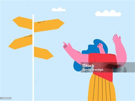 의사 결정 의사 결정 교차로 개념 다른 전문 방향 삶과 경력에 대한 질문 미래의 계획 및 선택 플랫 벡터 일러스트 디자인 결정에