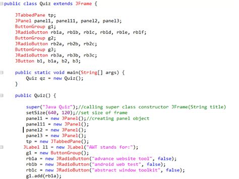 Quiz Appj Tabbed Panejdialogcontaineractioneventjradiobuttonbuttongroupjpanel Ppt