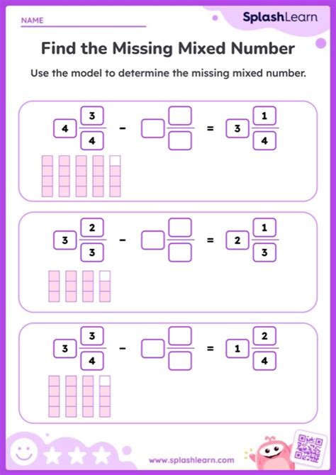 Missing Numbers In Mixed Number Subtraction Worksheet