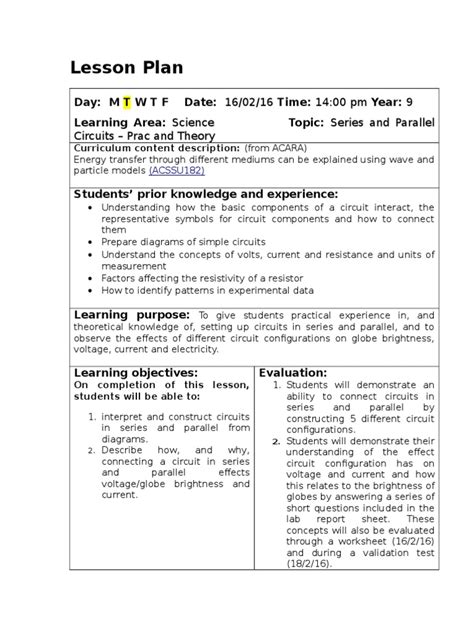 series and parallel circuits investigation instruction sheet print out