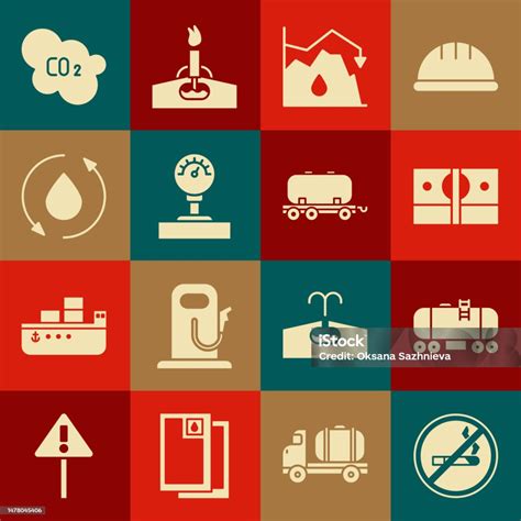 금연 석유 철도 수조 지폐 현금 쌓기 원유 가격 하락 게이지 스케일 드롭 Co2 배출량 구름 및 아이콘을 설정합니다 벡터 가격에