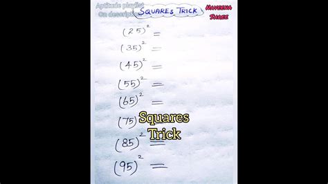 Square Short Trick Mathstrick Mathstricks Shorts Shorttrick Squares