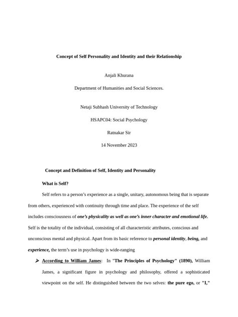 Relationship Between Self And Identity Pdf