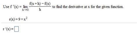 Solved Find The Derivative Of The Function By Using The Chegg