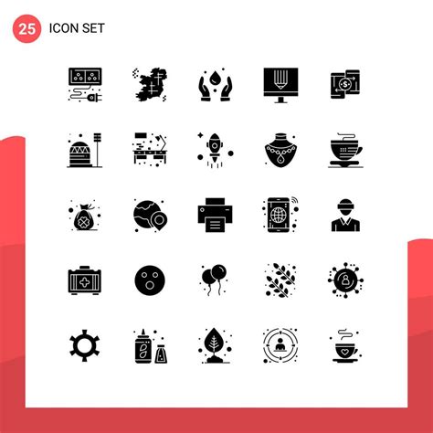 Mobile Interface Solid Glyph Set Of 25 Pictograms Of Mobile Development