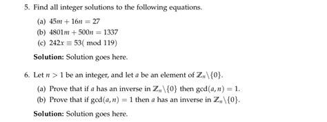 Solved Find All Integer Solutions To The Following Chegg Com