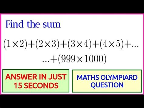 United States Math Olympiad Problem Sum Of The Product Of Every Pair Of First N Natural