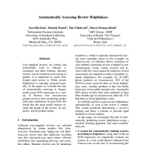 Automatically Assessing Review Helpfulness Acl Anthology