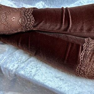 Long Chocolate Brown Velvet Fingerless Gloves Etsy