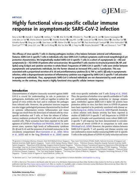 Pdf Highly Functional Virus Specific Cellular Immune Response In
