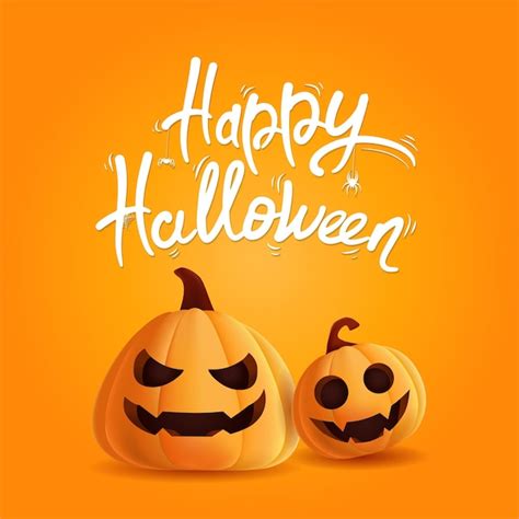 할로윈 얼굴을 가진 현실적인 호박 디자인 프리미엄 벡터