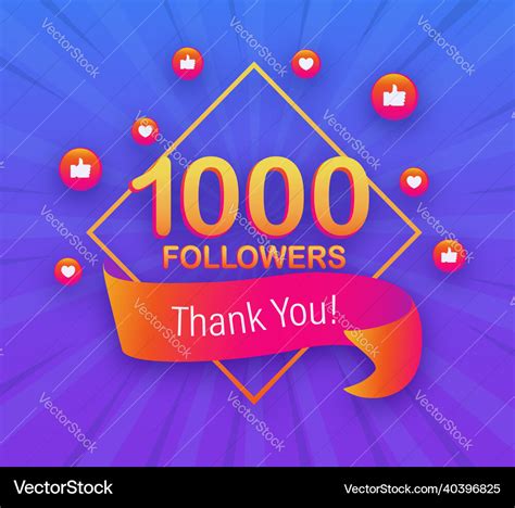 1000 Followers Thank You Social Sites Post Vector Image