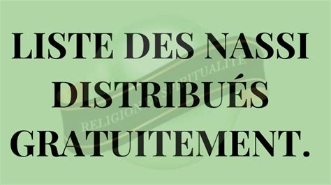 Liste Des Nassi DistribuÉs Gratuitement Religion Et SpiritualitÉ