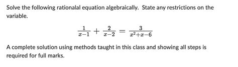 solved solve the following rationalal equation