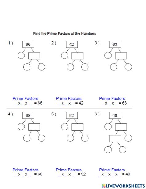 Prime Factorization Tree Worksheet