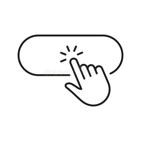 Hand Clicking Button Line Icon User Interaction Click Action And