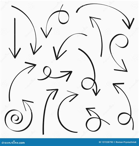 Hand Drawn Arrows Set Vector Stock Vector Illustration Of Drawing
