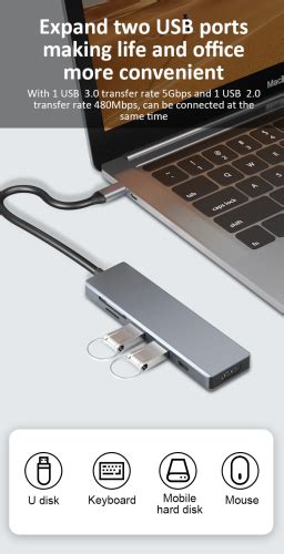6 포트 멀티 포트 Usb C 허브 타입 C 의 고품질 6 포트 멀티 포트 Usb C 허브 타입 C