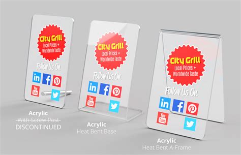 Acrylic And Sintra Table Tent Displays