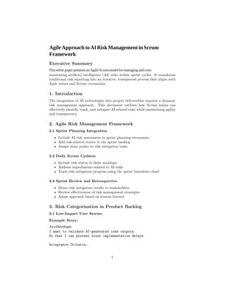 Agile Approach To AI Risk Management In Scrum Framework PDF