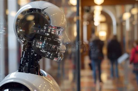 A Robot Is Standing In A Frontal Position In Front Of A Modern Building An Ai Powered Algorithm